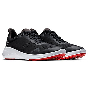FootJoy Men's FJ Flex Golf Shoe, Black/White/Red, 12