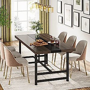 Tribesigns Dinning Table for 6 People, 70 inches Home & Kitchen Table, Wood Large Dinning Room Table with Metal Frame for Family Gathering or Party (Rectangular), W70.86 * D31.49 * H29.92 in