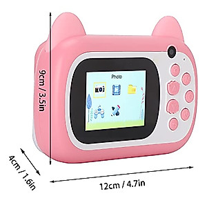 mumisuto Kids Digital Camera, Instant Camera with Print Paper 24MP Resolution 200dpi 32GB Children's Cam Pink Cat