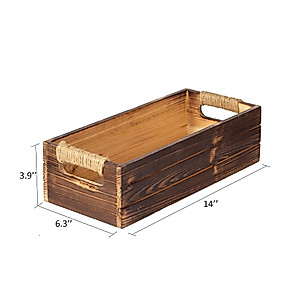 TIMRIS Rustic Wooden Box, Farmhouse Bathroom Decor Box, Wooden Toilet Paper Holder, Toilet Tank Basket, Decorative Storage Container Box (Rustic Brown)