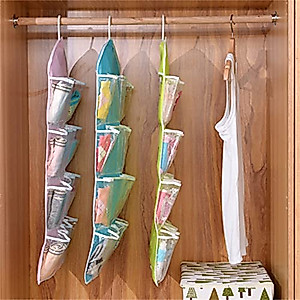 NOVESIXT 16 Pockets Clear Over Door Hanging Bag, Hanging Organizers Plastic Accessory Organizers, Shoe Rack Hanger Underwear Bra Socks Closet Storage Organizer (Green)