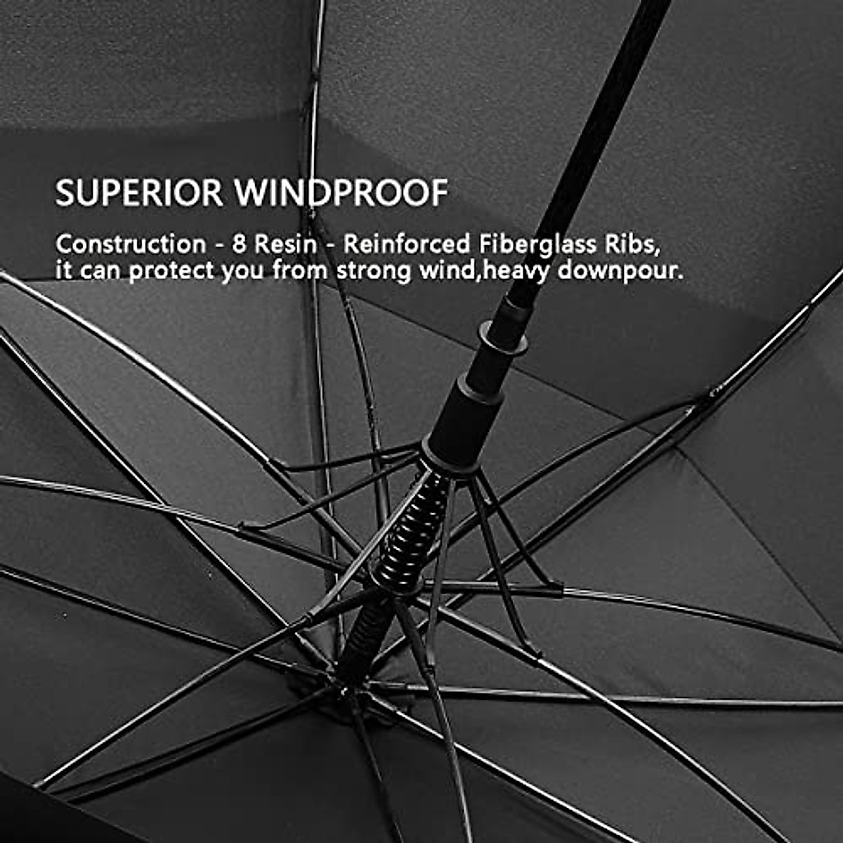 Goothdurs 62 Inches Golf Umbrella Automatic Open Windproof Waterproof Large Double Canopy Vented Rain Stick Umbrellas for Men Women