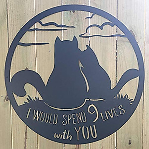 RealSteel 9 Lives Together Cats – Room Décor - Gift for Cat Lovers – Outdoor Wall Decoration – For Husband or Wife (Black, 12")
