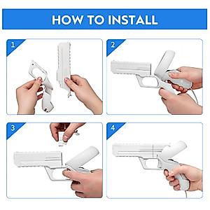 YRXVW Weighted PistoI Grip VR Stock Controller Accessories for Oculus Quest 2, Controller Grips, Enhanced FPS Games Experience Holding Feels, Anti Slip Handle Shell Cover Protector-White