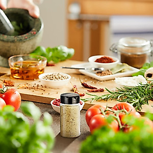 PATIKIL 2.7oz Plastic Spice Jars with Shaker Lids, 16 Pcs Refillable Empty Seasoning Containers Bottle with Black Cap for Storing Spice Salt Herbs Seasoning Powders Condiment, Clear