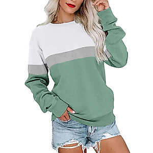 PGANDS Women's Casual Crew Neck Color Block Sweatshirts Long Sleeve Cute Comfy Lightweight Pullover Tops