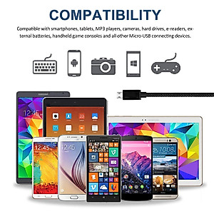 Micro USB Cable 10ft with 3A Fast Charging, 2Pack Ultra Durable 10ft Nylon Braided Charger Cords for Galaxy S7/S6/J8/J7 Note 5,Kindle,LG,PS4,Camera,Xbox One and More (Red + Blue)