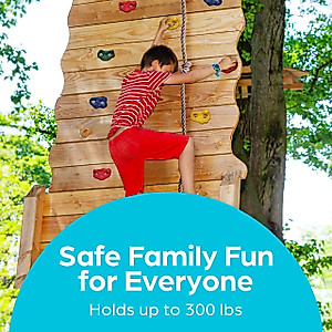 Jungle Gym Kingdom Rock Climbing Holds for Kids - Indoor & Outdoor Rock Wall Climbing Kit with Mounting Hardware, Knotted Rope and 25 Handles - Playground Accessories﻿