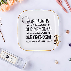 Piudee Endless Friendship Jewelry Dish, Our laughs are limitless, our memories are countless, our friendship is endless Unique Female Friend Birthday Christmas Gift