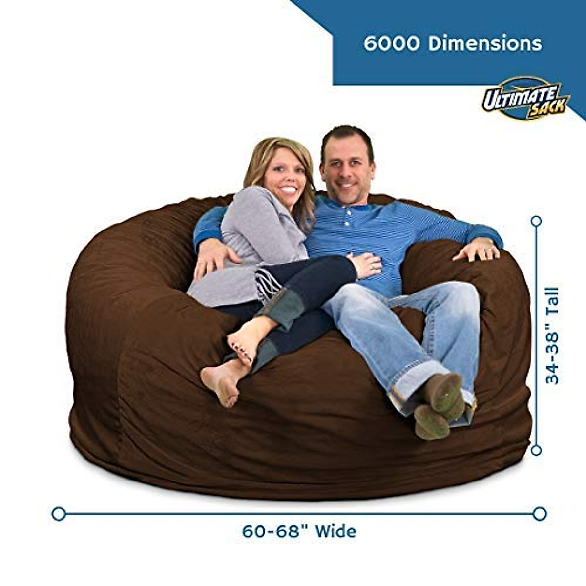 ULTIMATE SACK Bean Bag Chairs in Multiple Sizes and Colors: Giant Foam-Filled Furniture - Machine Washable Covers, Double Stitched Seams, Durable Inner Liner. (6000, Grey Suede)