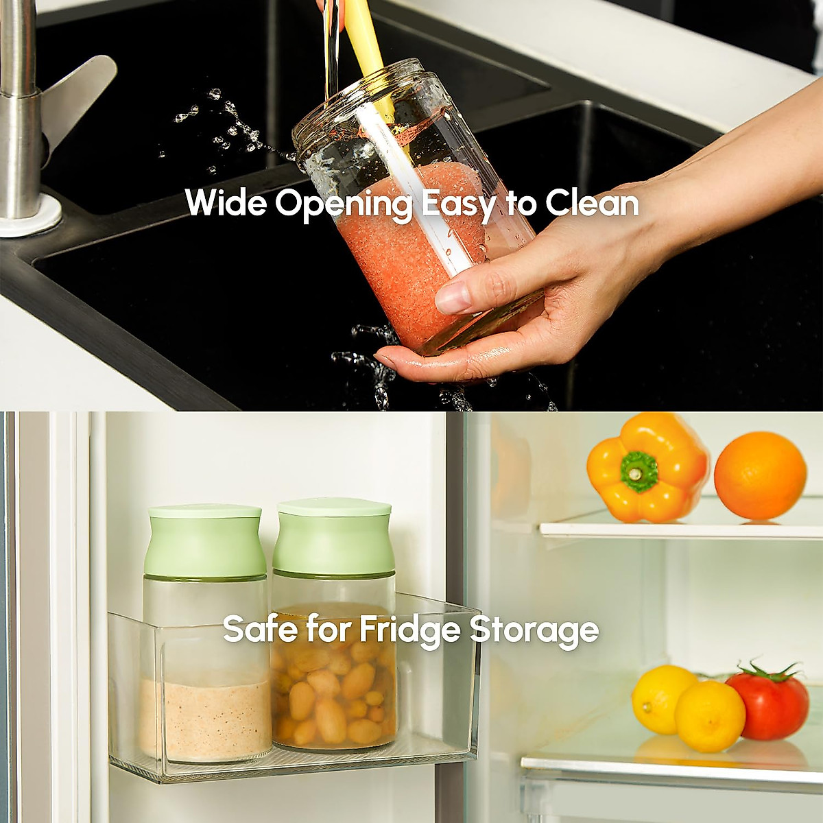 Miniqua Sourdough Starter Jar With Date Marked Feeding Band,Thermometer Strip,Silicone Fermentation Lids,Build-in Measuring Cup,Sourdough Starter Kit for Sourdough Bread Baking(20Oz/560ml)