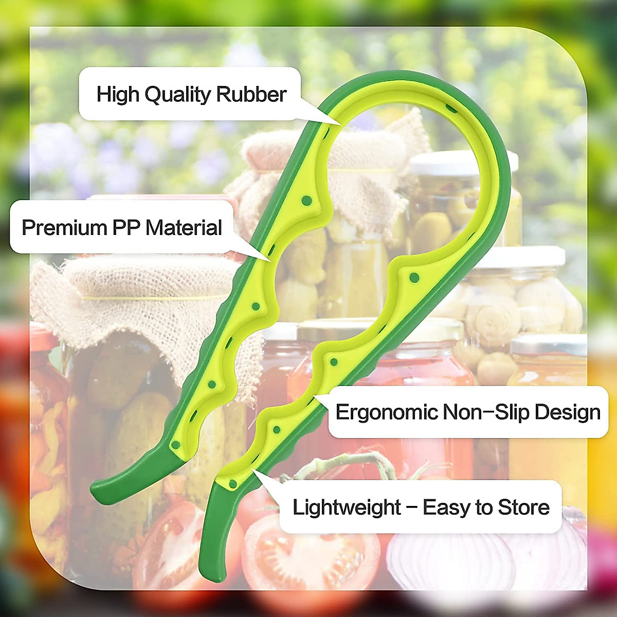 Draduo Jar Opener|5 in1 Bottle Gripper Opener | 5 in1 Multi Bottle Opener | with Silicone Handle Easy to Use for Weak, Senior, Arthritis Hands.