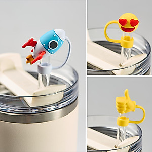 5-Pack Straw Covers Cap for Stanley Cup, Food-Grade Silicone Straw Toppers for 30&40 Oz Stanley Cups, Reusable Dust-Proof Straw Tips for 10mm (0.4in) Straws, Stanley Tumbler Accessories