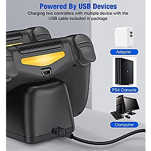 PS4 Controller Charger Dock Station, PS4 Remote Charging Station with Fast-Charging Port, Replacement for Playstation 4 Controller Charger
