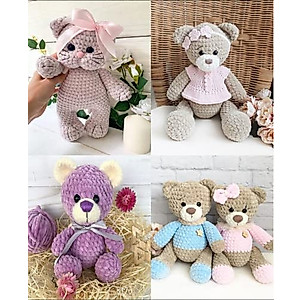 Troyarn Velvet Chenille Baby Blanket Yarn Amigurumi Yarn for Crocheting and Knitting Super Bulky 100 gr (132 yds) (10119 - Brown)