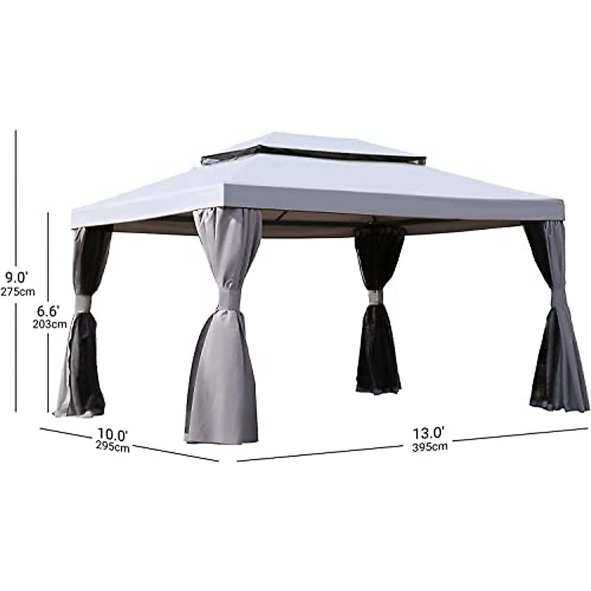 Grand Patio 10x13 Gazebo for Patios Outdoor Gazebo with Mosquito Netting and Curtains Outdoor Patio Canopy for Deck Backyard Garden Lawns