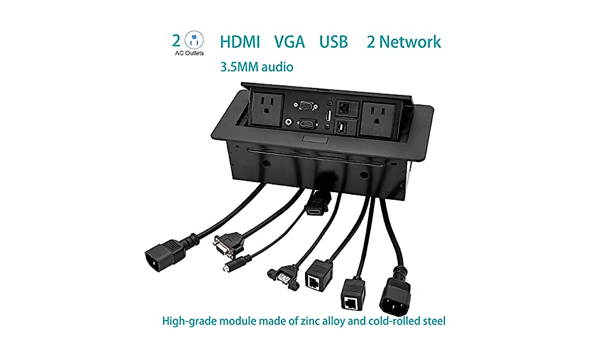 Pop Up Outlet Desktop Connection Box for Conference Rooms