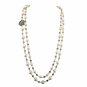 Designer Imitation Pearl Necklace Hollow flowers layered Necklace