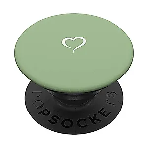 Matcha Green Hand Drawn Heart Minimalist Love PopSockets Swappable PopGrip