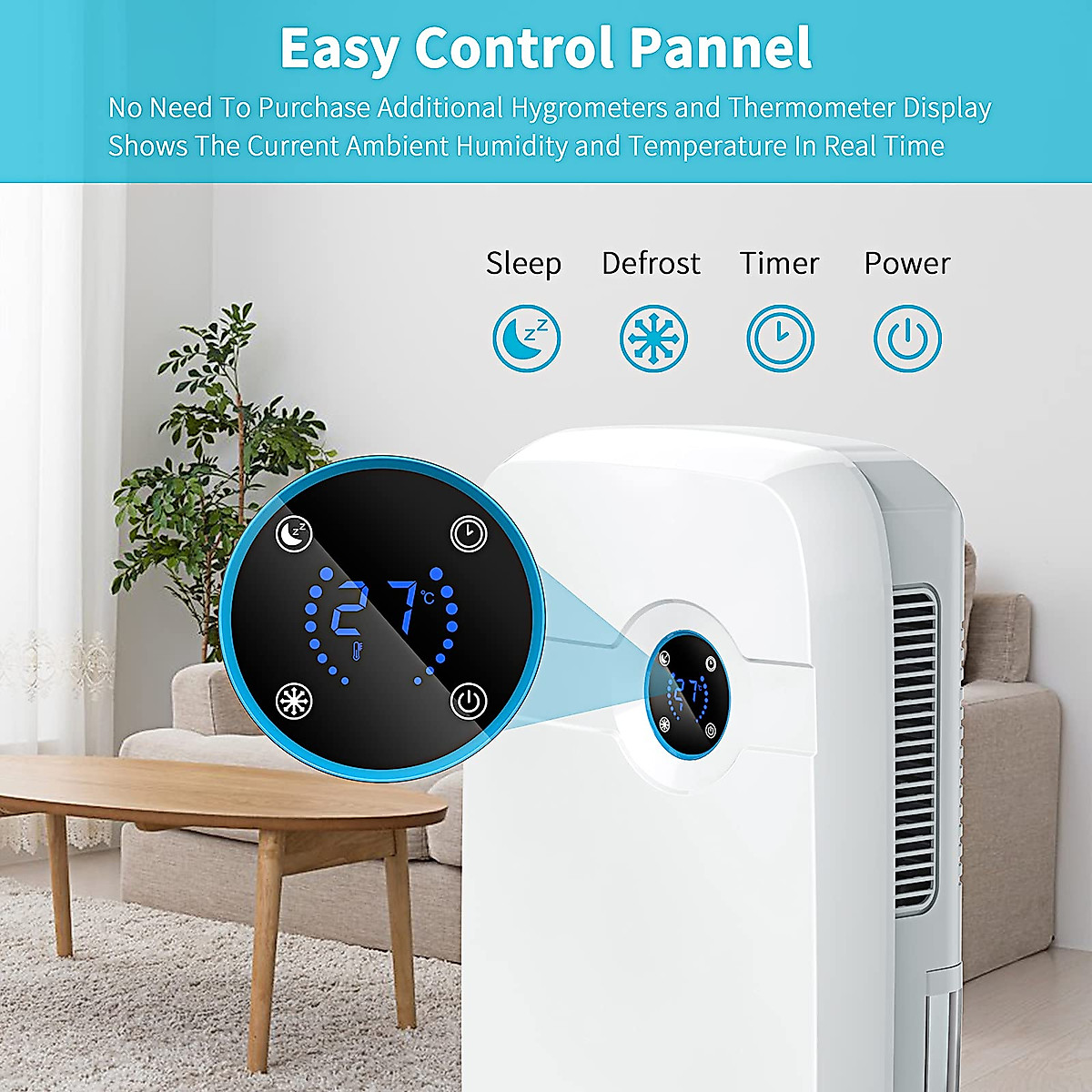 Dehumidifiers for Home, Dehumidifier 4500 Cubic Feet (320 sq ft) Electric Dehumidifiers with Remote Control, Auto Shut Off, 77.4oz Quiet Air Dehumidifier