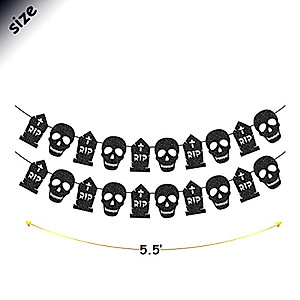 Skull and Tombstone Garland Banner for Death to My 20s Birthday Party Decorations Gothic Bachelorette Party Gothic Wedding Decorations