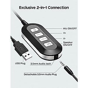 XAPROO USB Headset with Microphone for PC, Computer Headset with Microphone, Comfort-Fit On Ear Business Headset, 3.5 mm Wired Headphones for MS Teams Skype Zoom VoIP Conference Online Class