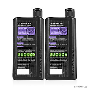 Every Man Jack Body Wash - Marvel Black Panther | 16.9-fl oz Twin Pack - 2 Bottles Included | Naturally Derived, Parabens-free, Pthalate-free, Dye-free, and Certified Cruelty Free