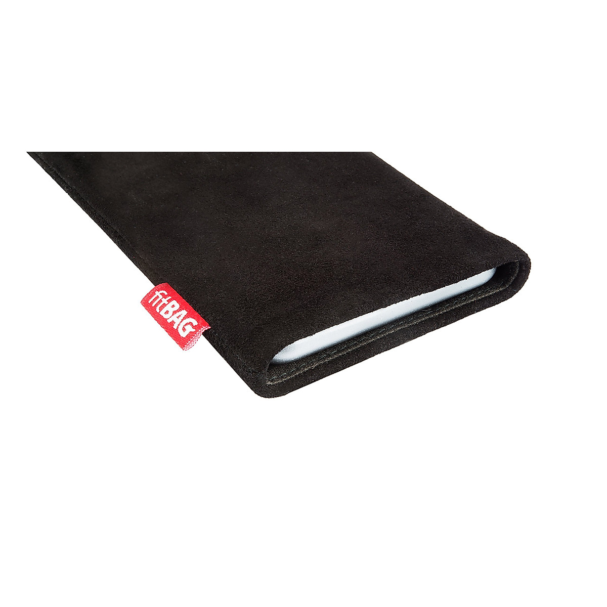 fitBAG Folk Black Custom Tailored Sleeve for Xiaomi Redmi Note 6 Pro | Made in Germany | Fine Nappa Leather Pouch case Cover with Microfibre Lining for Display Cleaning