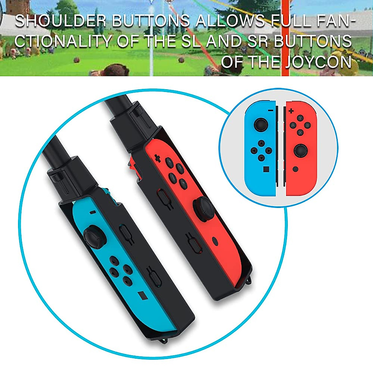 Nargos Golf Culb for Nintendo Switch Joy-Con Controller, Sports Game Accessories for Mario Golf-Super Rush - 2 Pack (Black)