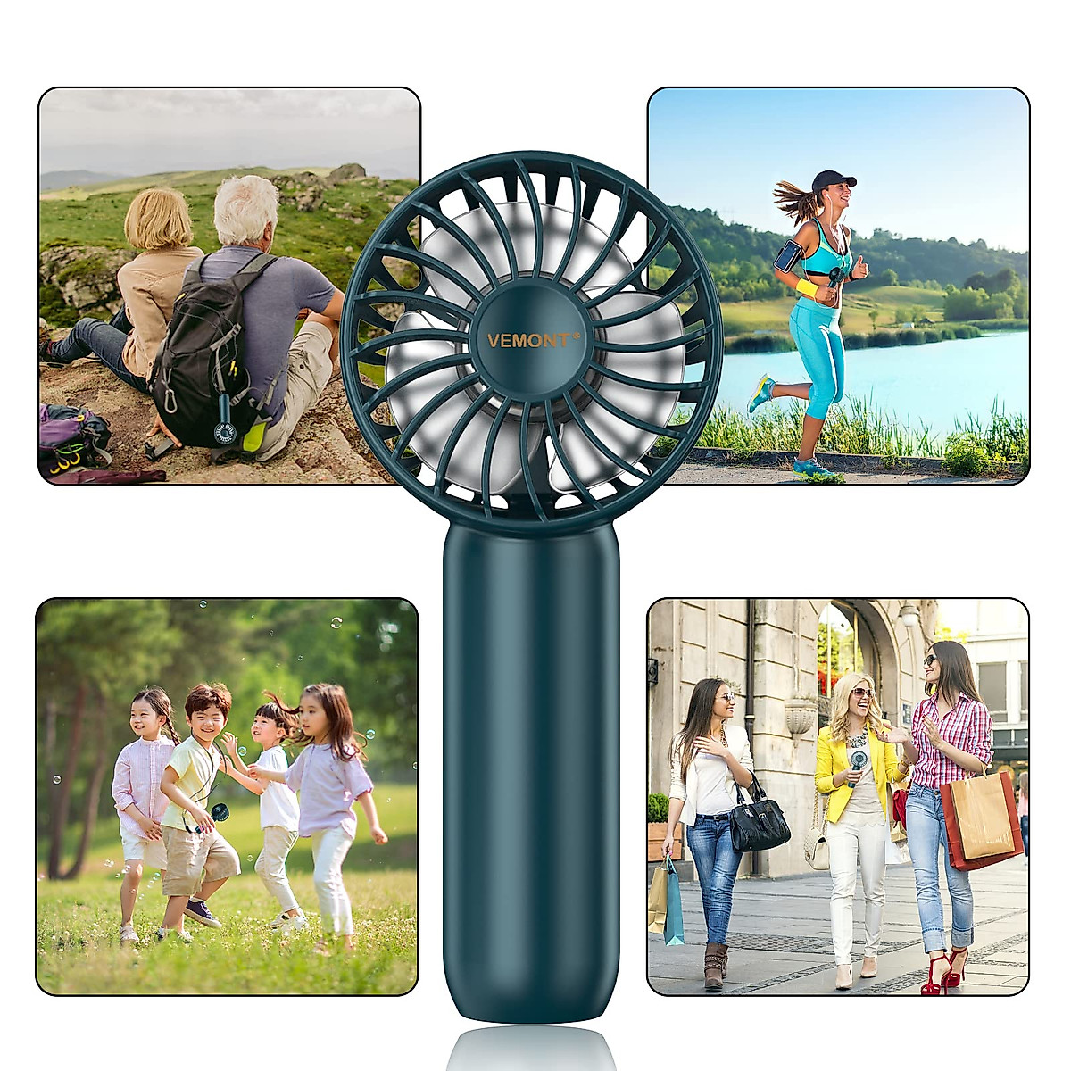 VEMONT Handheld Fan, Mini Portable Hand Fan with 2500mAh Rechargeable Battery,Personal Pocket Hand Held Fan with 3 Speeds(3-10H Working Time),Super Small Size Fans perfect for Outdoor Travel Camping