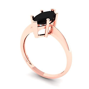 1.50 ct Marquise Cut Solitaire Natural Black Onyx Engagement Wedding Bridal Promise Anniversary Ring 18K Rose Gold Size 5