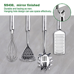 Stainless steel kitchen utensil set, 28 pcs kitchen gadgets and cooking utensil with holder - best kitchen tool set gift