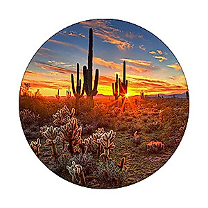Arizona Desert Sunset with Saguaro Cactus PopSockets Swappable PopGrip