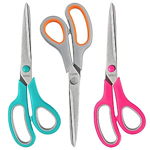 NBBRO Scissors All Purpose,8.5'' Multipurpose Scissors Bulk 3-Pack,Stainless Steel Sharp Scissors for Office Home School Sewing Fabric Craft Supplies, Red