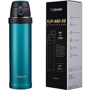 Zojirushi SM-QHE60GK, Flip-and-Go Stainless Mug, 20-Ounce, Teal