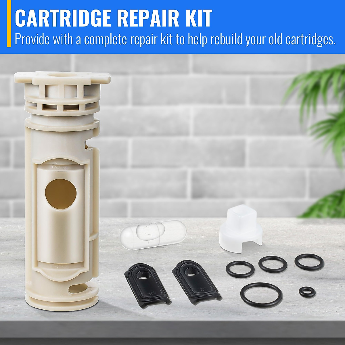 Dreyoo Cartridge Repair Kit Replacement for 96988, Repair Kit Compatible with Moen 1222/1222B Single Handle Cartridge Tub and Shower Faucets, Bathroom Cartridge Repair Kit Parts