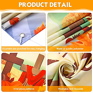 Fall for Jesus Backdrop Pumpkin Autumn Banner Maple Leaf Bible Decoration Christian Religion Polyester Background Thanksgiving Party Supplies Holiday Photo Booth Prop Indoor Outdoor
