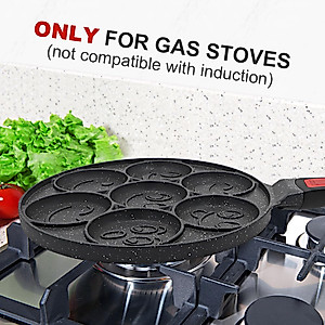 RANXINGST Pancake Pan 7 Holes, Non Stick Mini Crepe Pan with Detachable Handle, Pancake Mold for Kids, Oven Safe, Black