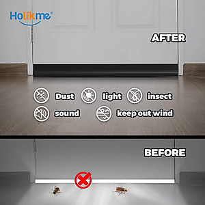 Holikme 2 Pack Door Draft Stopper Weather Stripping,Door Sweep,Adjustable Under Door Draft Blocker,Insulator, Suitable for Interior／Exterior Doors, 36” Length (Black)