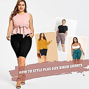 Plus Size Biker Shorts for Women-High Waist X-Large-4X Tummy Control Womens Shorts with Pockets Leggings Shorts for Yoga Workout (2 Pack Black/Leopard,XXX-Large)