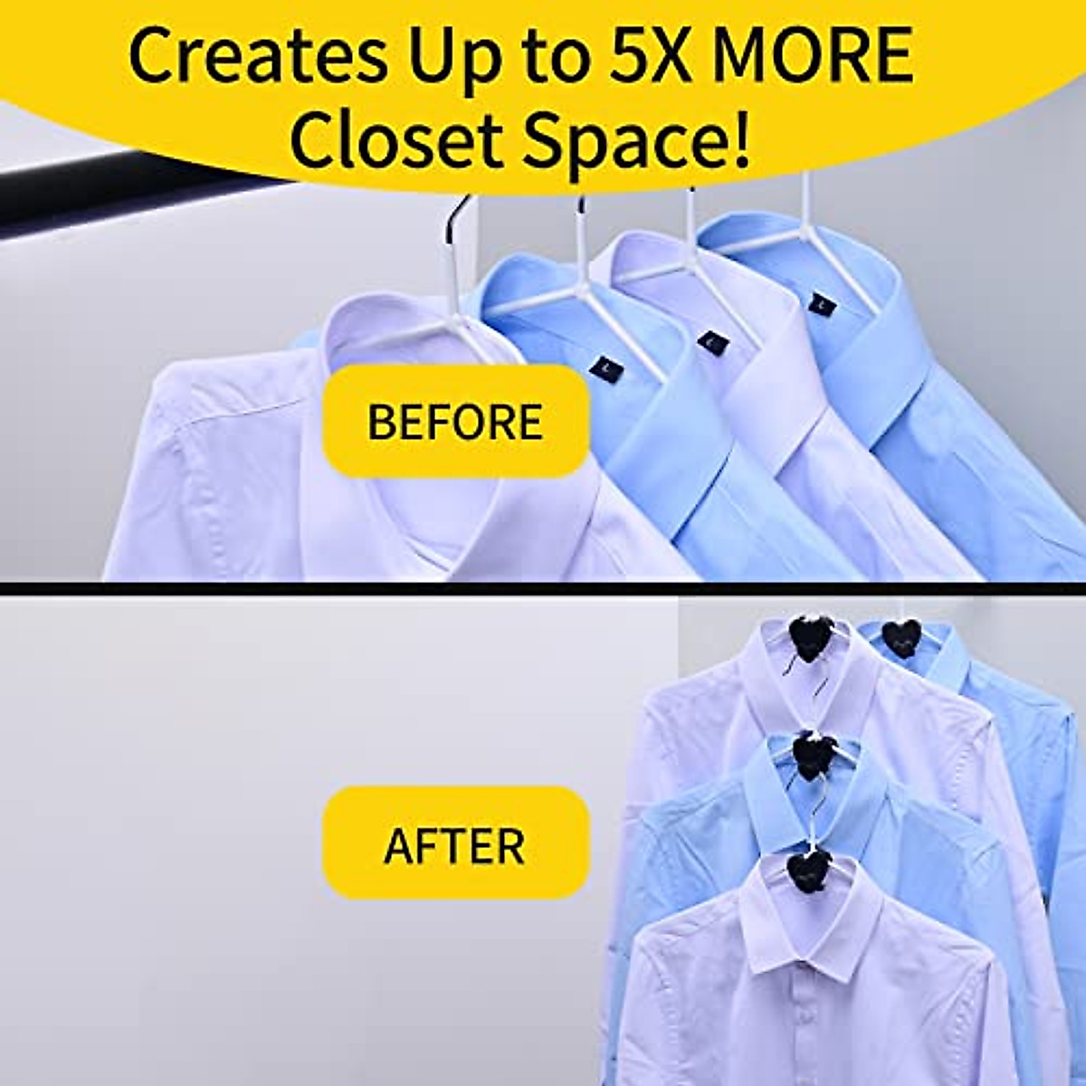 12 Pack Clothes Hanger Connector Hooks,Space Saving Hearts Hanger Hooks to Create Up to 5X More Closet Space, Heavy Duty Cascading Clothes Hanger Hooks,Hanger Extender Clips Fits All Types of Hangers