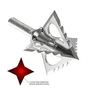 Wisdom Broadheads Fixed Blade One-Piece 100/125 Grain. 1inch Cut Hunting Crossbow Broad Head Archery Arrow Tip 3Pack (WBCK-100/125 3PK)