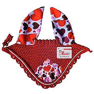 Zainee Sports Valentine's Day Horse Fly Bonnet Ear Net Hat Hood Mask Fly Veil Horse Gift Handmade Crochet Polyester (Horse/Full)