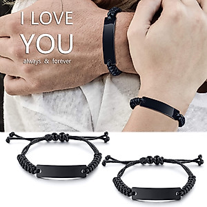 XUANPAI Couples Bracelets for Him and Her,Personalized Stainless Steel Curb Chain Bracelets,Custom Matching Bracelets for Couples Birthday Valentine's Day Christmas Gift for Women Men (Style24)