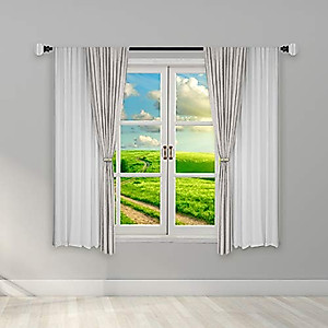 Acrylic Diamond Finials Curtain Rod 28-48 Inch, 3/4" Diameter Window Treatment Single Rod Set，Black