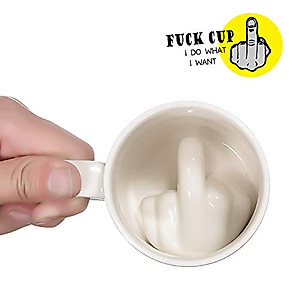 Up Yours Mug Thumbs Up Ceramic Middle Finger Coffee Cup 14 Ounces Milk Tea Funny Coffee Gift Mug for New Year, Christmas, Halloween and Birthday