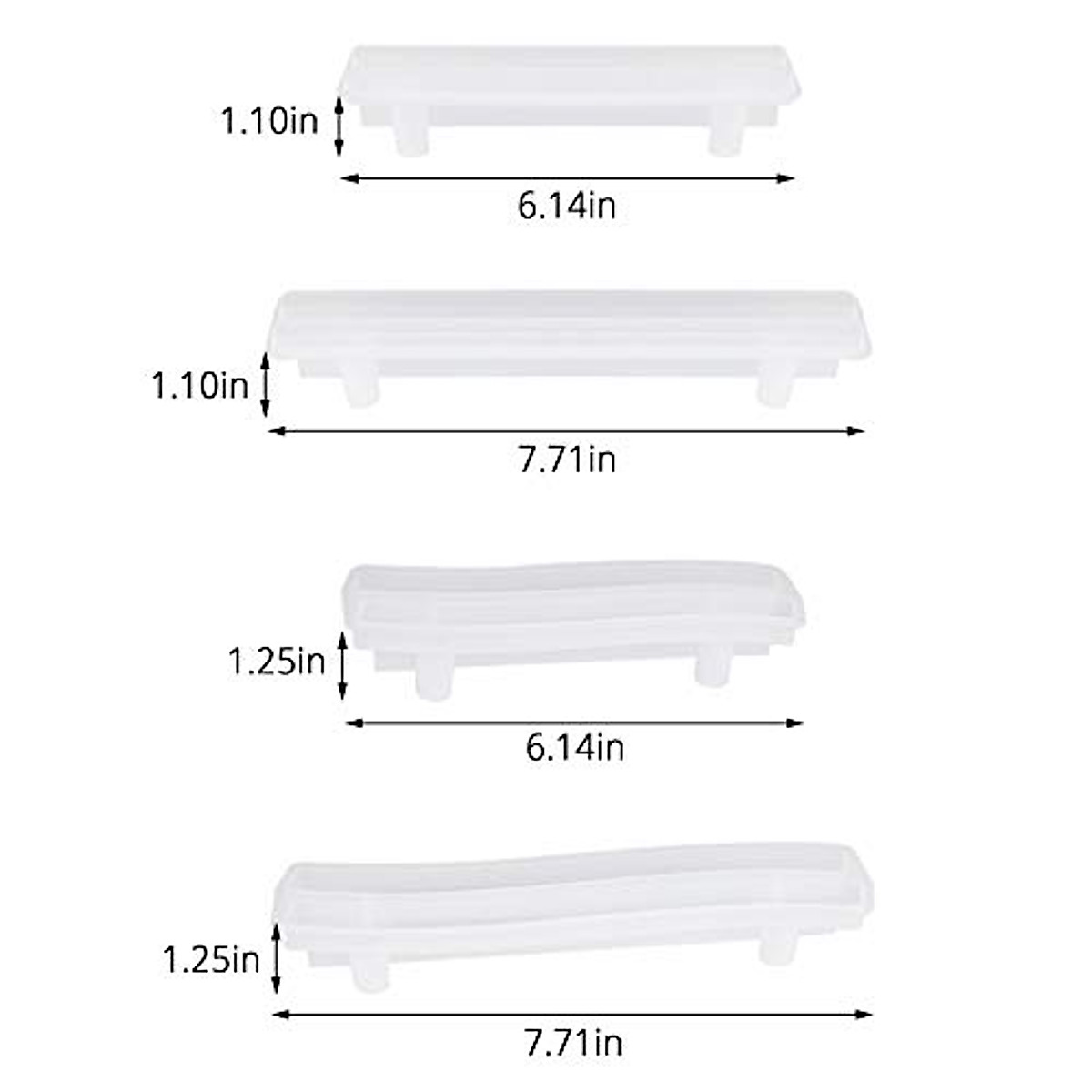 4PCS Handle Molds for Resin Casting, Gartful Silicone Tray Handle Molds, Epoxy Resin Handle Molds for Serving Board, Agate Platter, Jewelry Tray, Cabinet Cupboard, Home Decor, 4 Styles