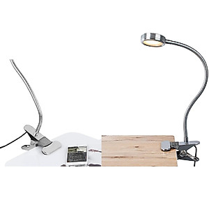 Desk Lamp Clip on Light, USB Powered LED Desk Lamp, Reading Light, Round Ring Arm Flexible Swing Eye Protection Eye Caring Small Lamp for Bed Headboard Reading Makeup Eyebrow