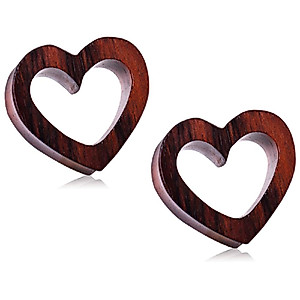 Pierced Owl Organic Sono Wood Heart Tunnel Plug Gauges, Sold as a Pair (14mm (9/16"))