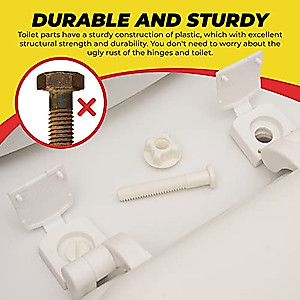 Universal White Plastic Toilet Seat Hinge Bolt Screw For Top Mount Toilet Seat Hinges, 2 Pack